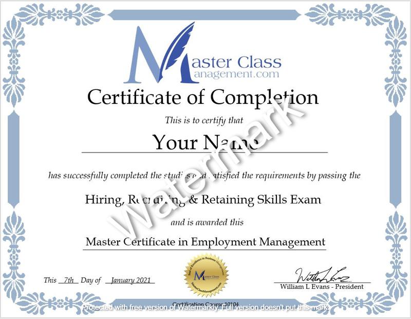Business Management Certification Course - Certificate of Completion