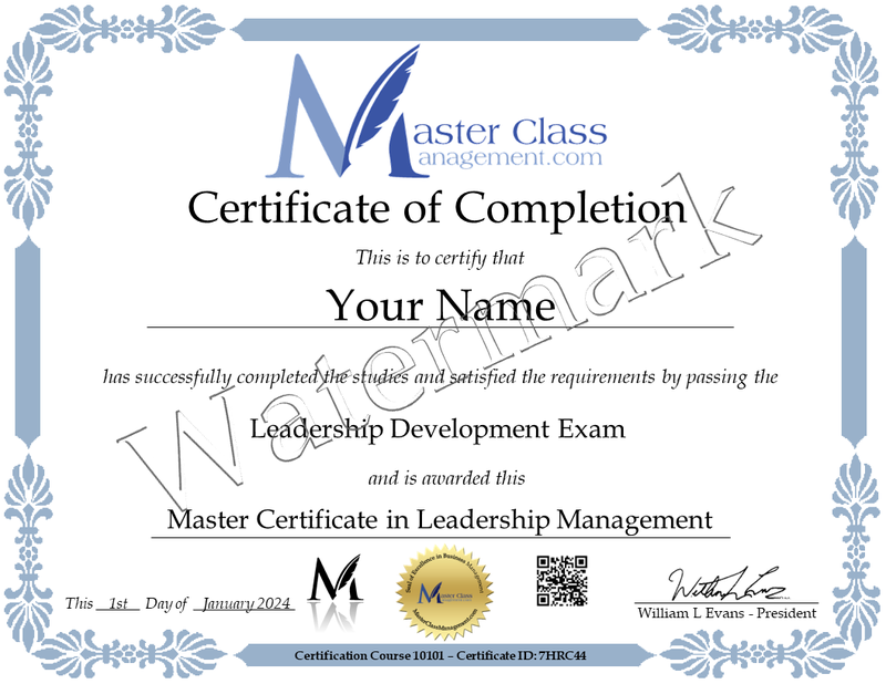 Business Management Certification Course - Certificate of Completion