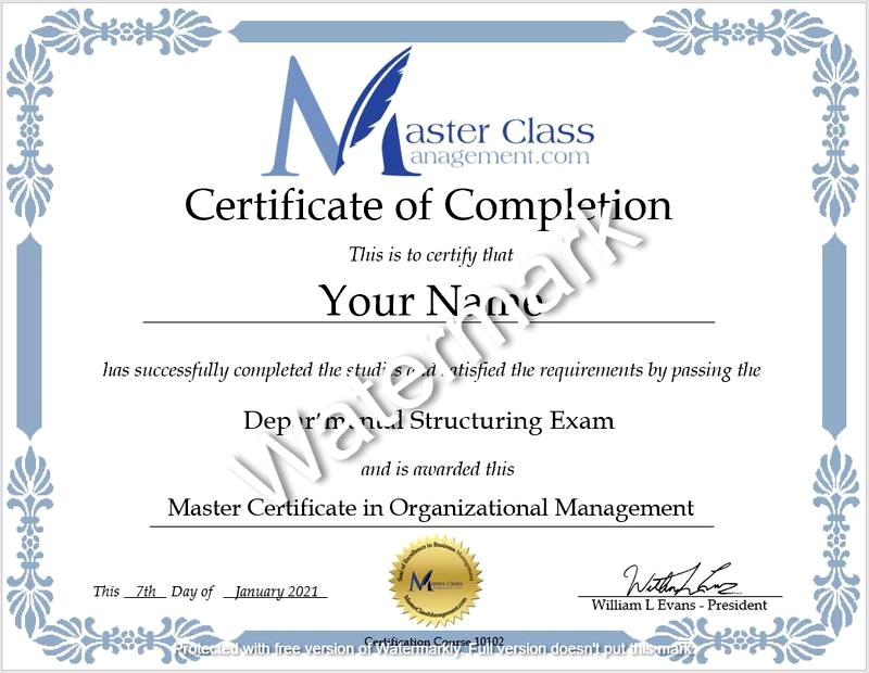 Business Management Certification Course - Certificate of Completion